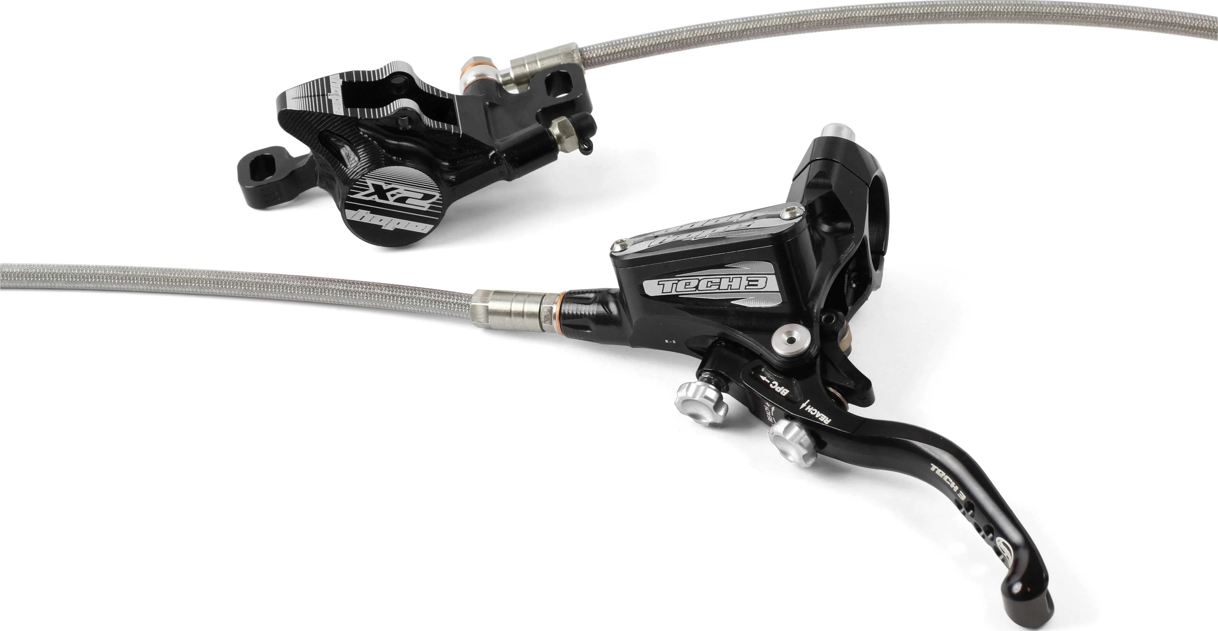 Skivbroms Hope Tech 3 X2 braided vänstermontage bak svart - Reservdelar