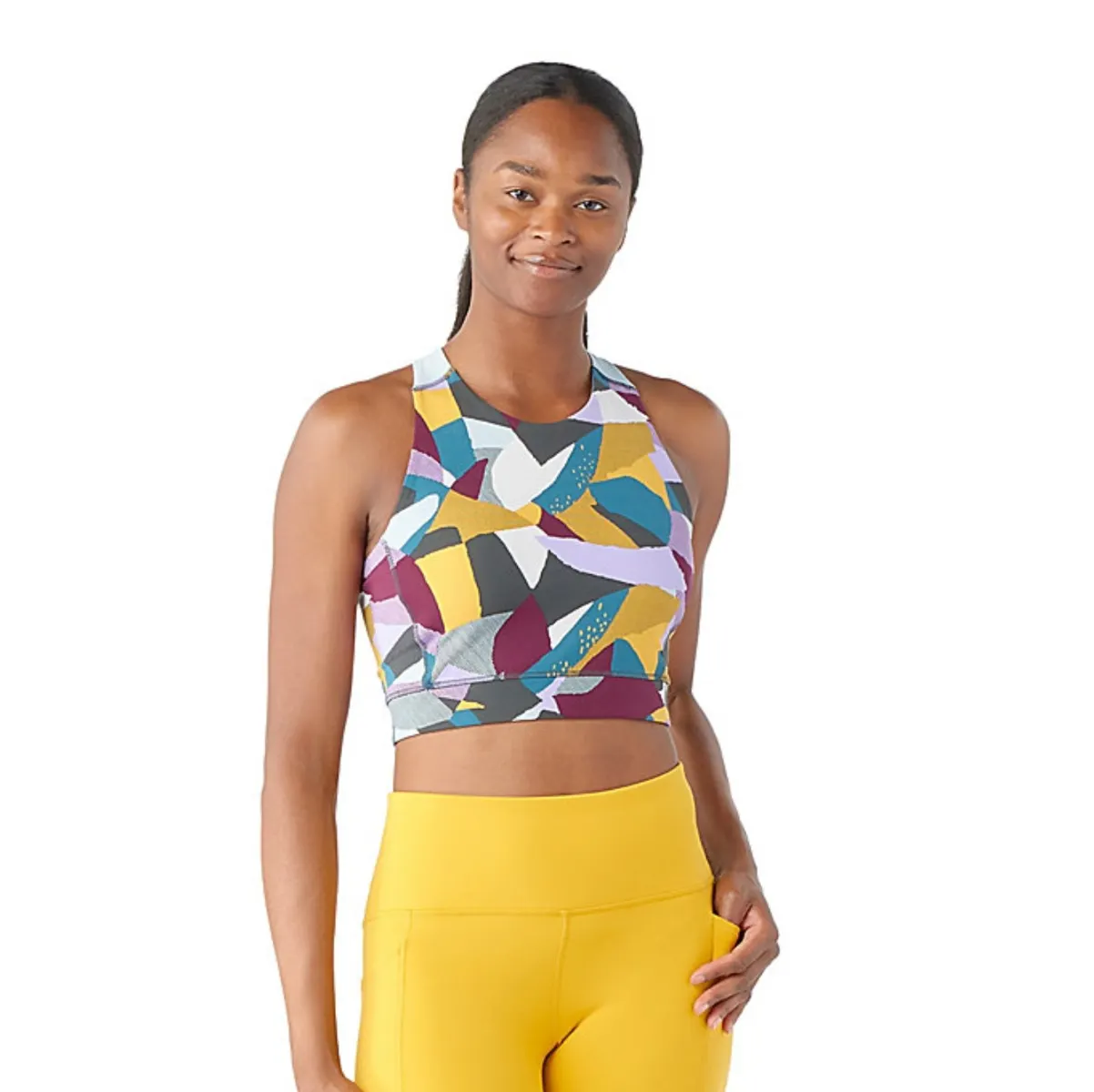 Smartwool Sport-BH Active Crop Bra dam Twilight Blue Mosaic - Sport-BH ...